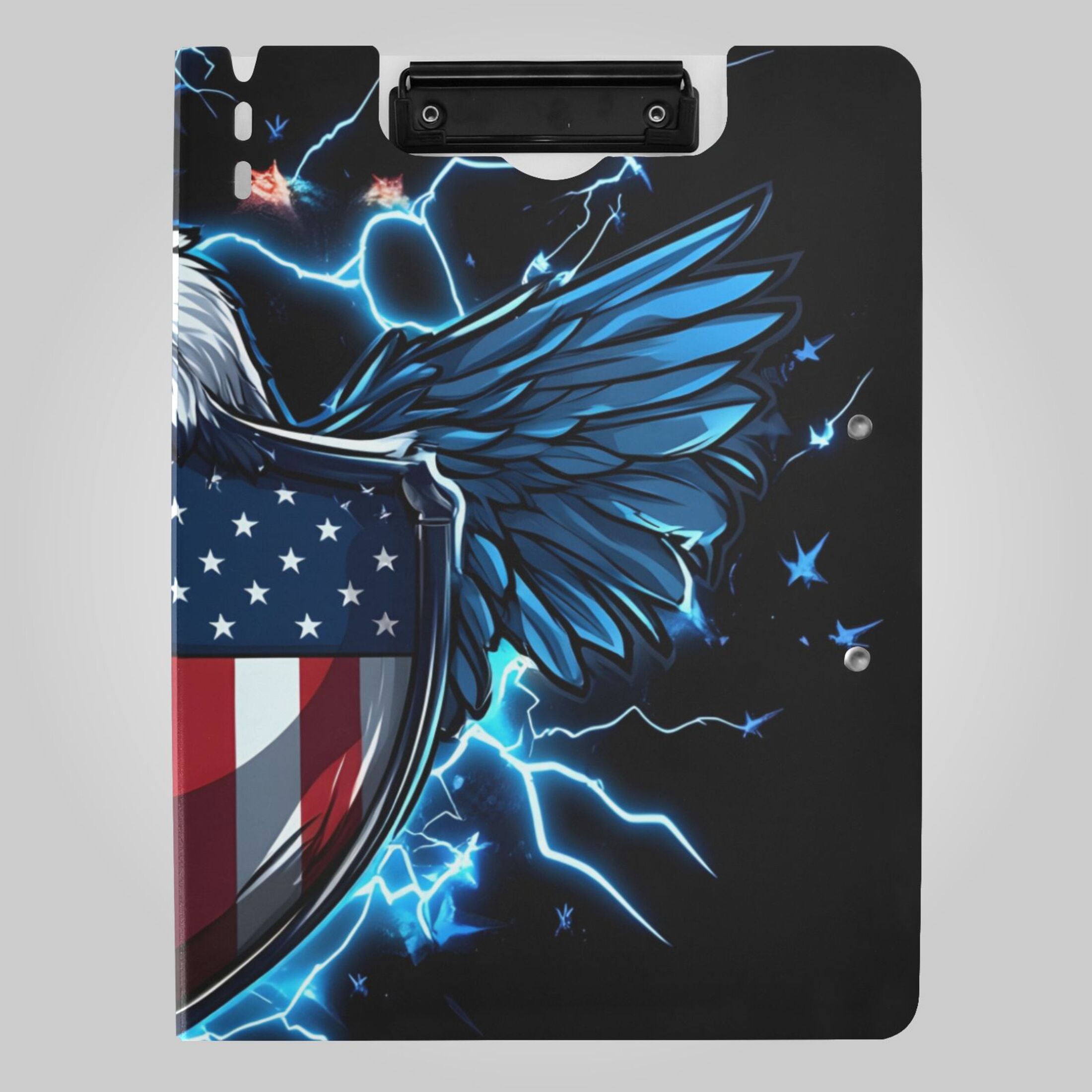 Shield with Flag Pattern Hawk Wings Foldable Binder Folder Clipboard ...