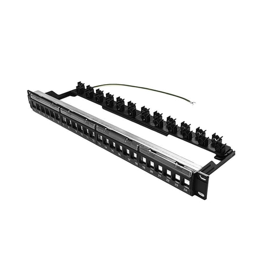Shielded 24 Port Keystone Patch Panel 1U Rackmount Blank Slimline ...