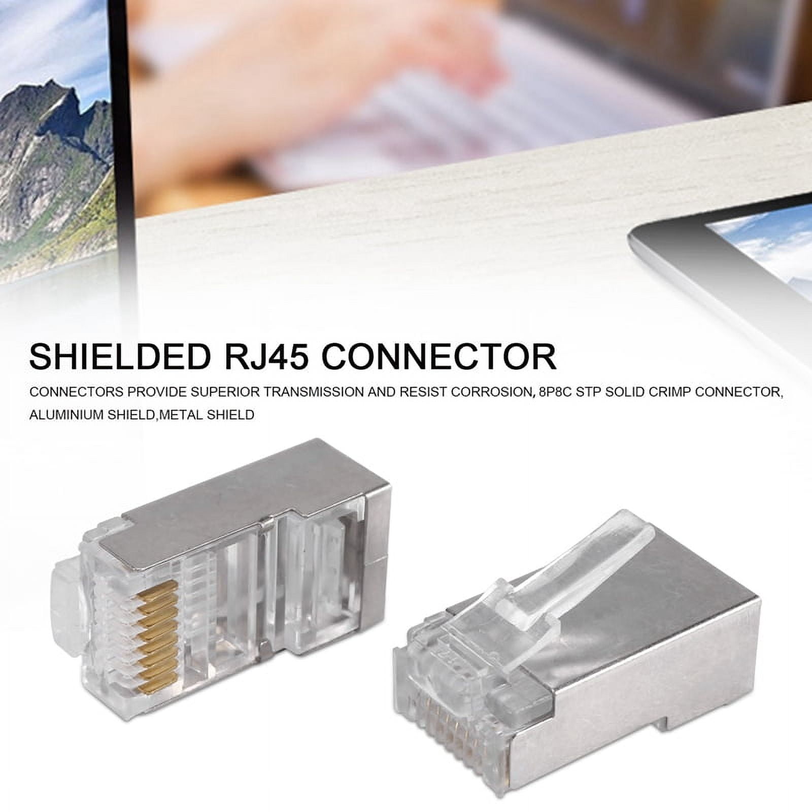 Shielded RJ45 Connector CAT5E CAT6 Crimp Ethernet Connector STP 8P8C ...