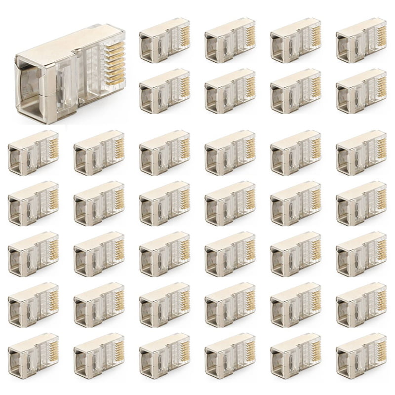 Shielded RJ45 Connector CAT5E CAT6 Crimp Ethernet Connector STP 8P8C Modular Crystal Plugs 200 ...