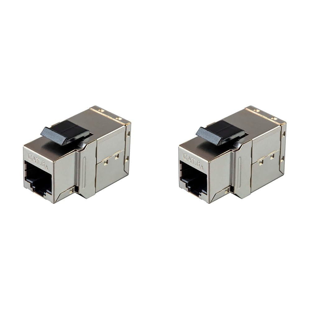 Shielded Straight Through Cat6A RJ45 Keystone in-Line Coupler - Silver ...