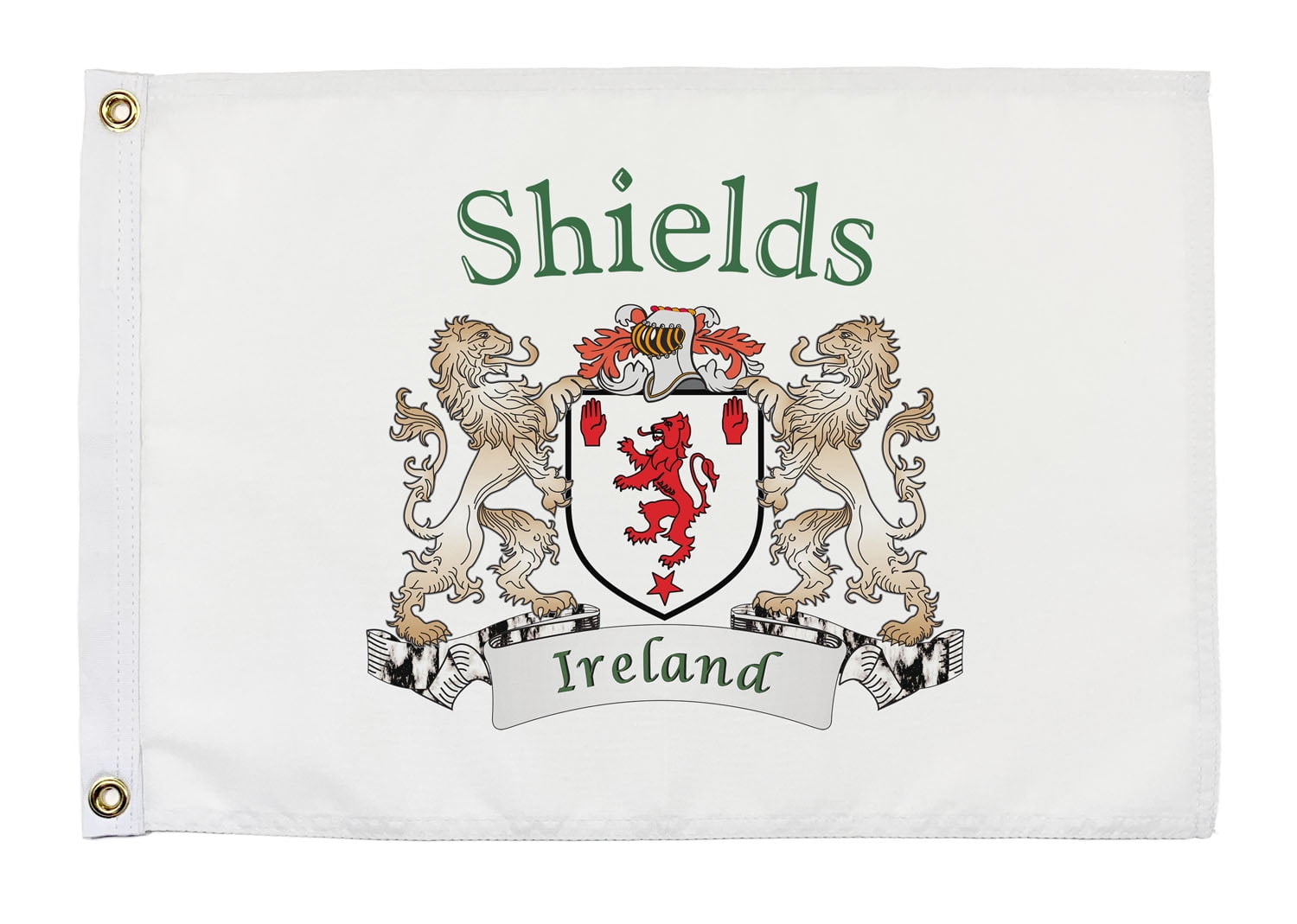 Shields Irish Coat of Arms Small White Flag - 16"x10.5" inches ...