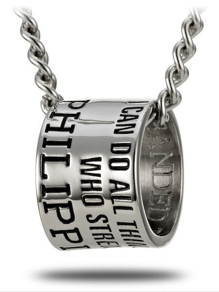 Shields of Strength Men's Stainless Steel Duck Band Necklace Inscribed ...