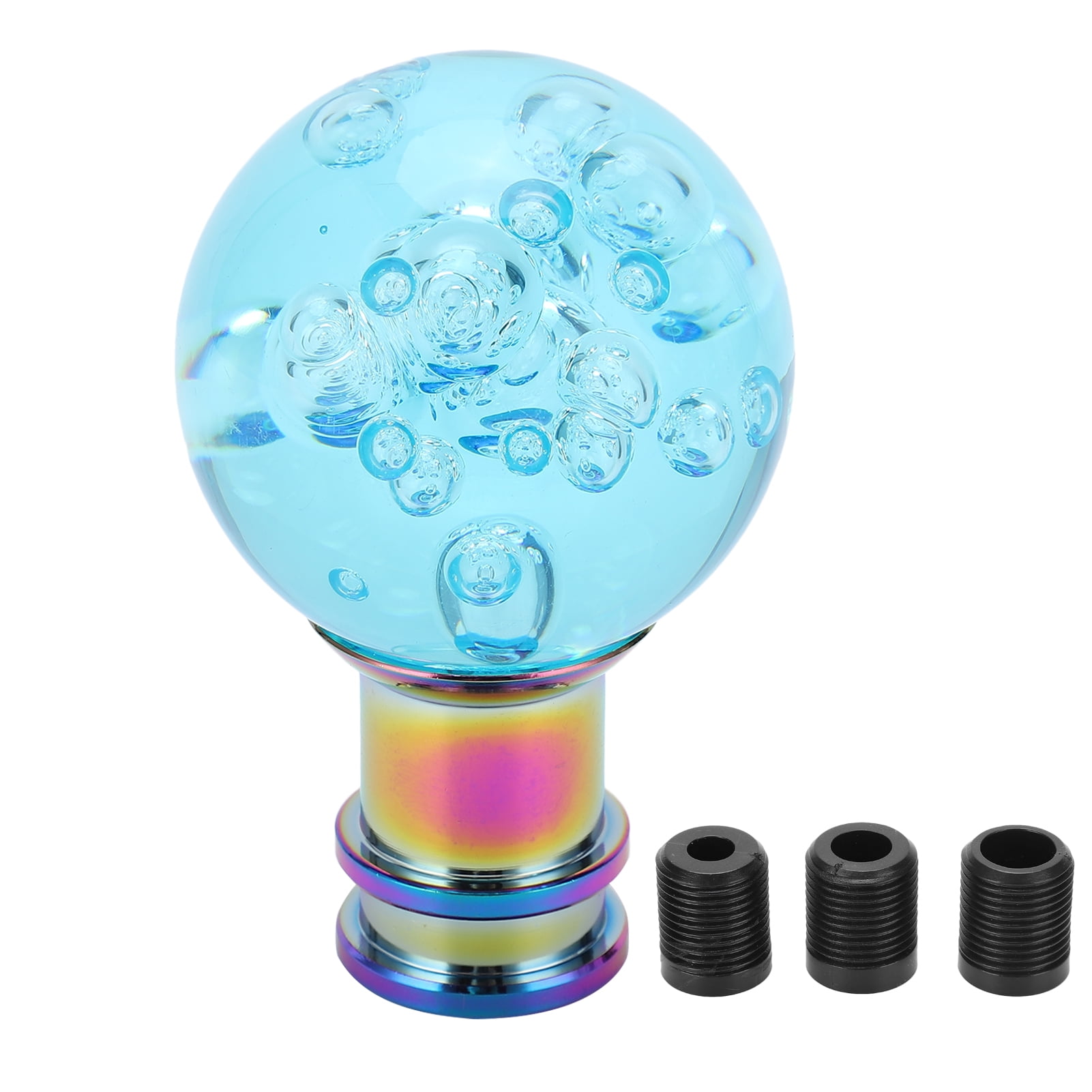 Shift Knob Acrylic Cyan Ball Style with 3 Universal Plastic Adapters ...