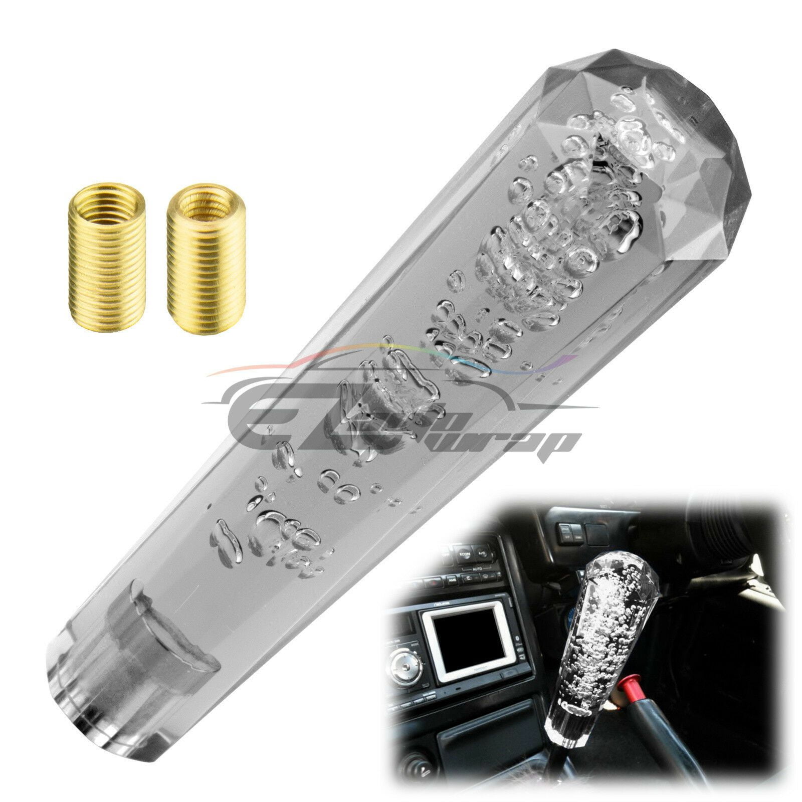 Shift Knob Stick Black Gray Smoke Crystal Bubble Manual Gear Shifter ...