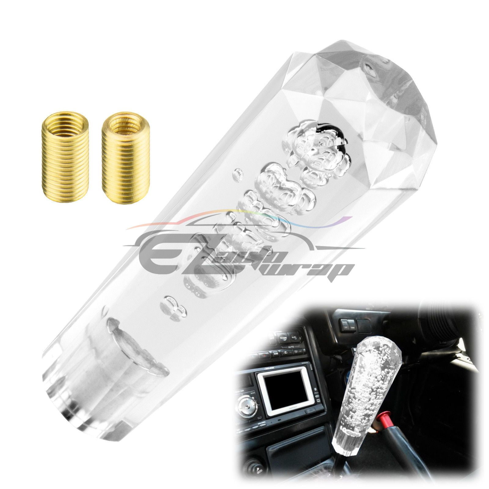 Shift Knob Stick Clear Smoke Crystal Bubble Manual Gear Shifter 15cm ...