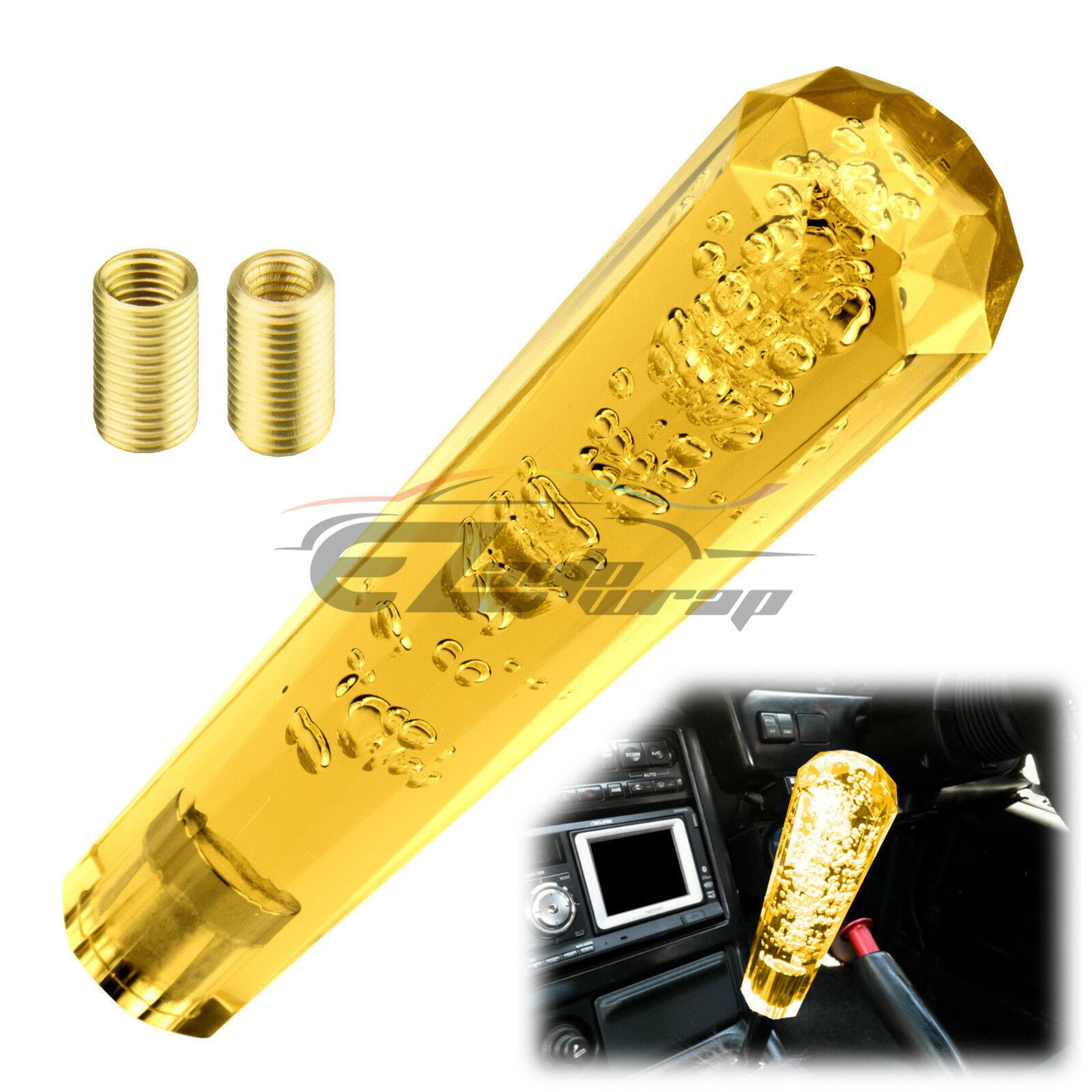 Shift Knob Stick Yellow Smoke Crystal Bubble Manual Gear Shifter 20cm ...