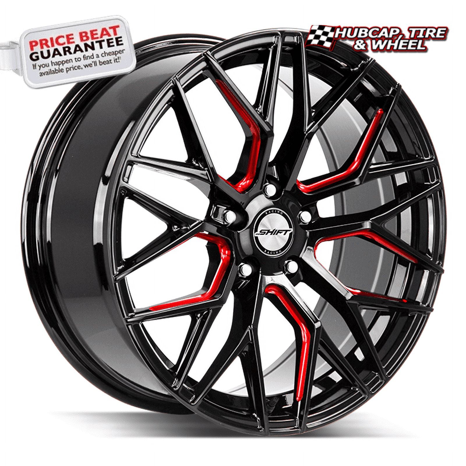 Shift Spring 22X9 Gloss Black Candy Red Milled Custom Wheel- 5X114.3 ...