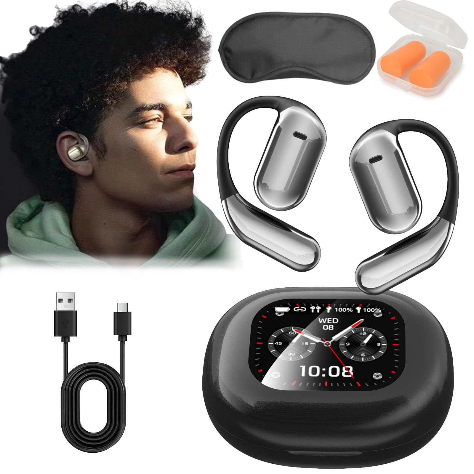 Shiftaken Open Ear Earbuds, True Powerful Bluetooth 5.4 Open Ear ...