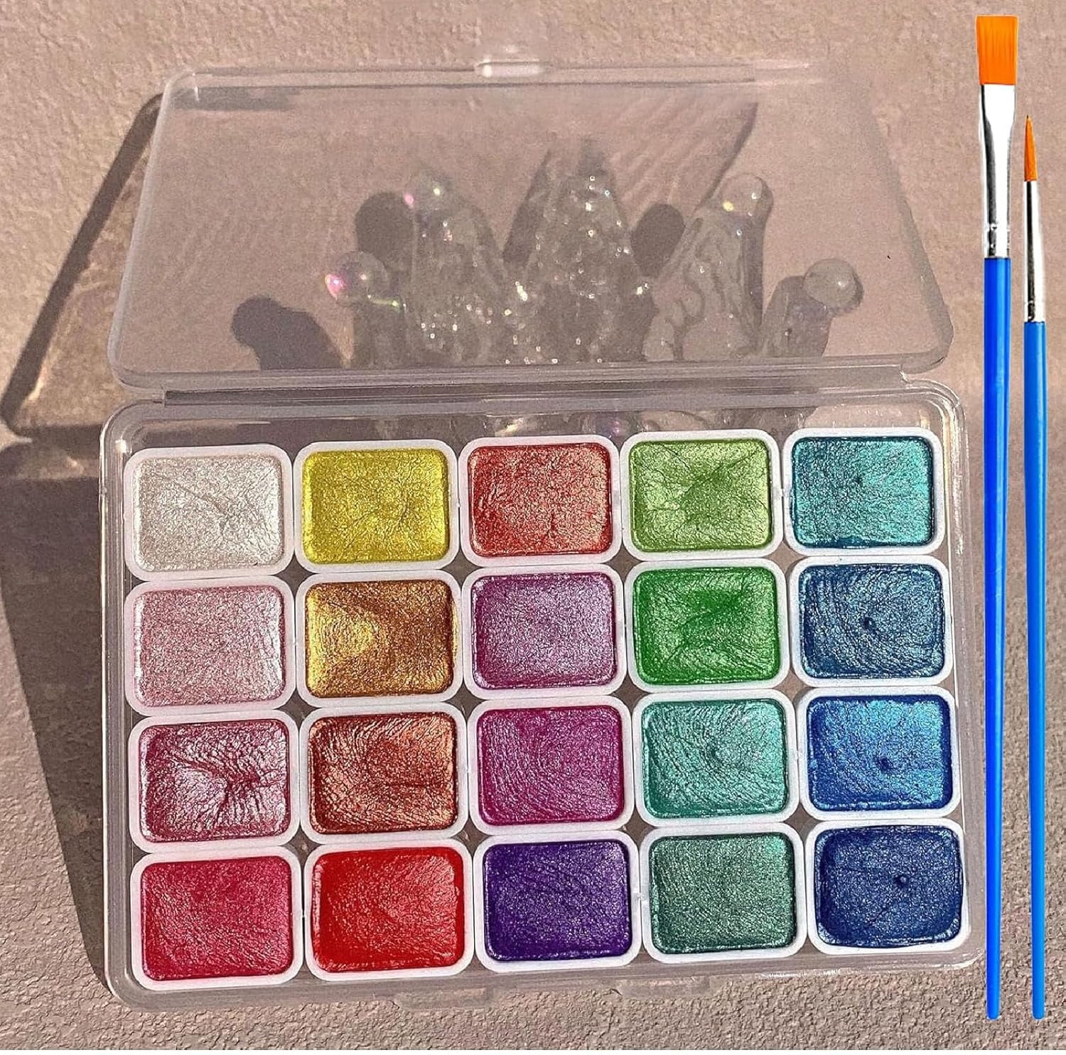 Shifting Watercolor Painting Set, 20 Colors Metallic Watercolor Paints ...