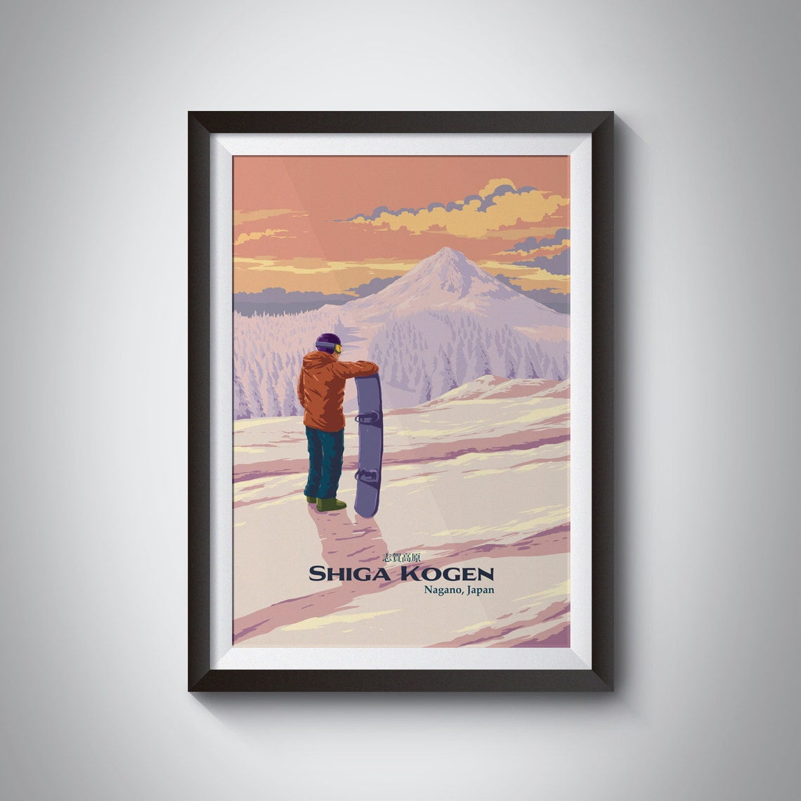 Shiga Kogen Snowboarding Poster, Japan Travel Poster, Ski Resort Print ...