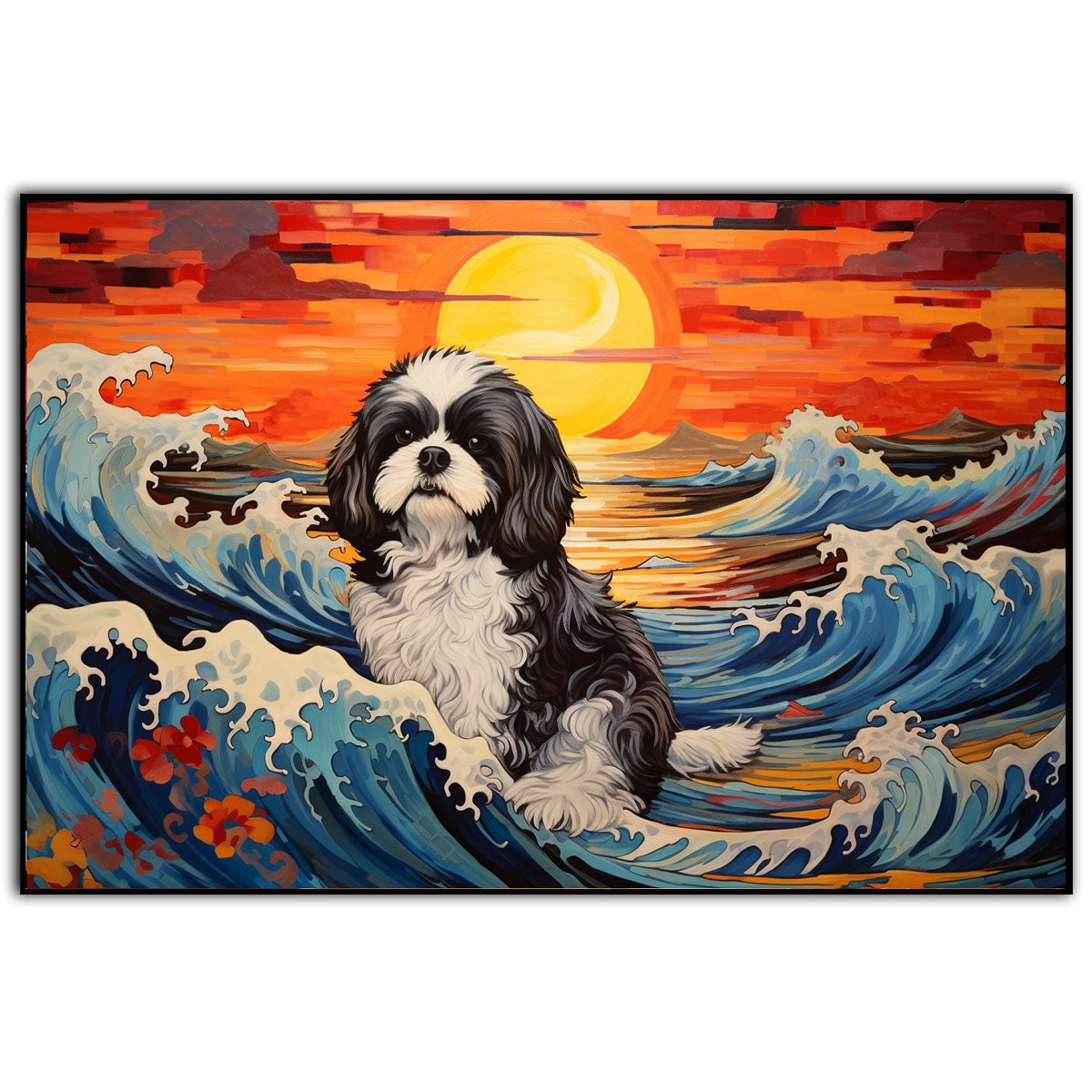 Shih Tzu Art Canvas Canvas Prints Wall Art Ocean Beach Picture ...