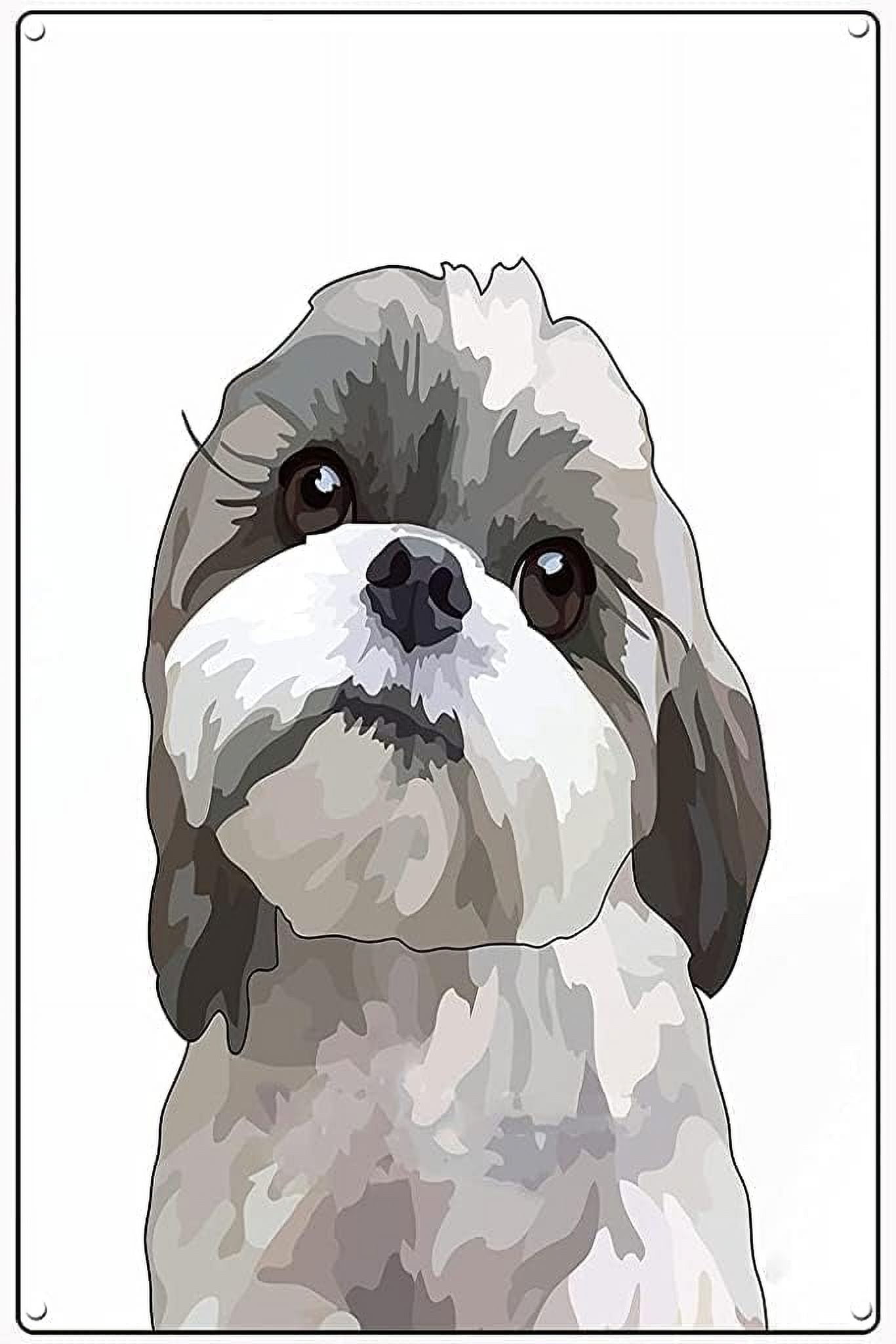 Shih Tzu Art Print Shih Tzu Wall Art Grey Shih Tzu Decor Shih Tzu Gift ...