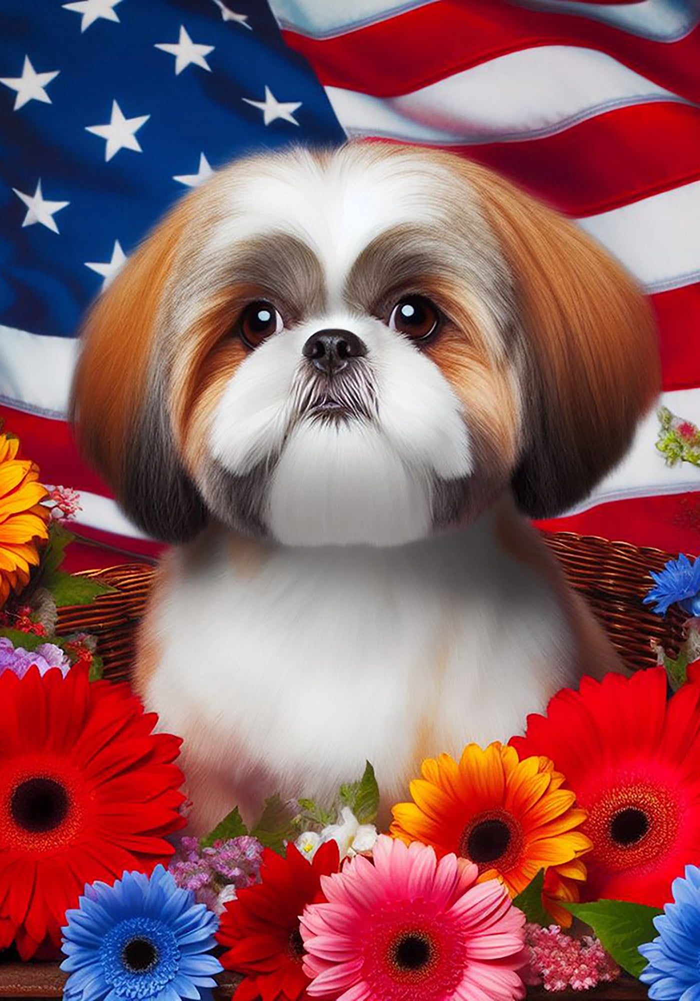 Shih Tzu Brown - Best of Breed DCR Patriotic I House Flag - Walmart.com