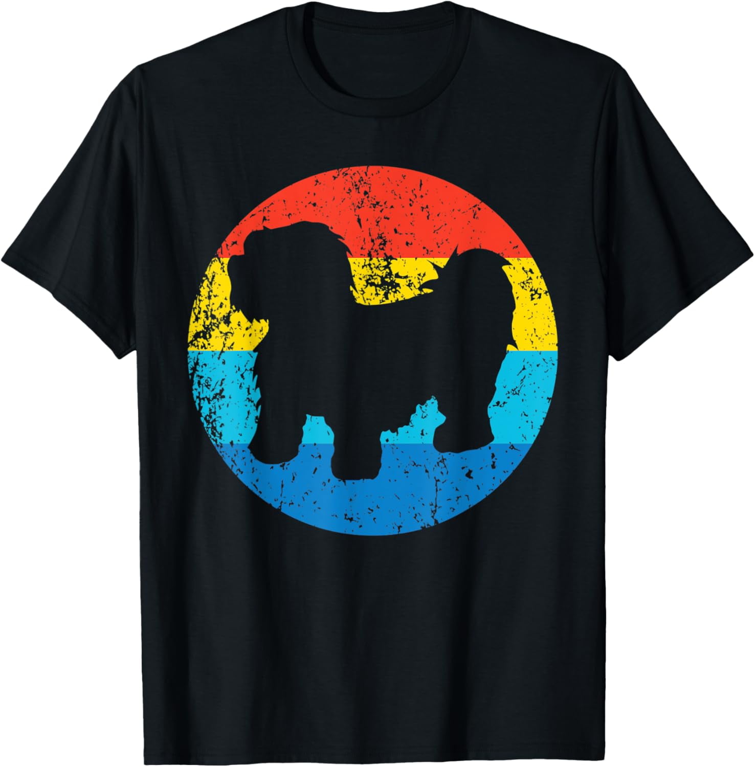 Shih Tzu Dog Breed Silhouette Retro 1970's Circle T-Shirt men and women ...