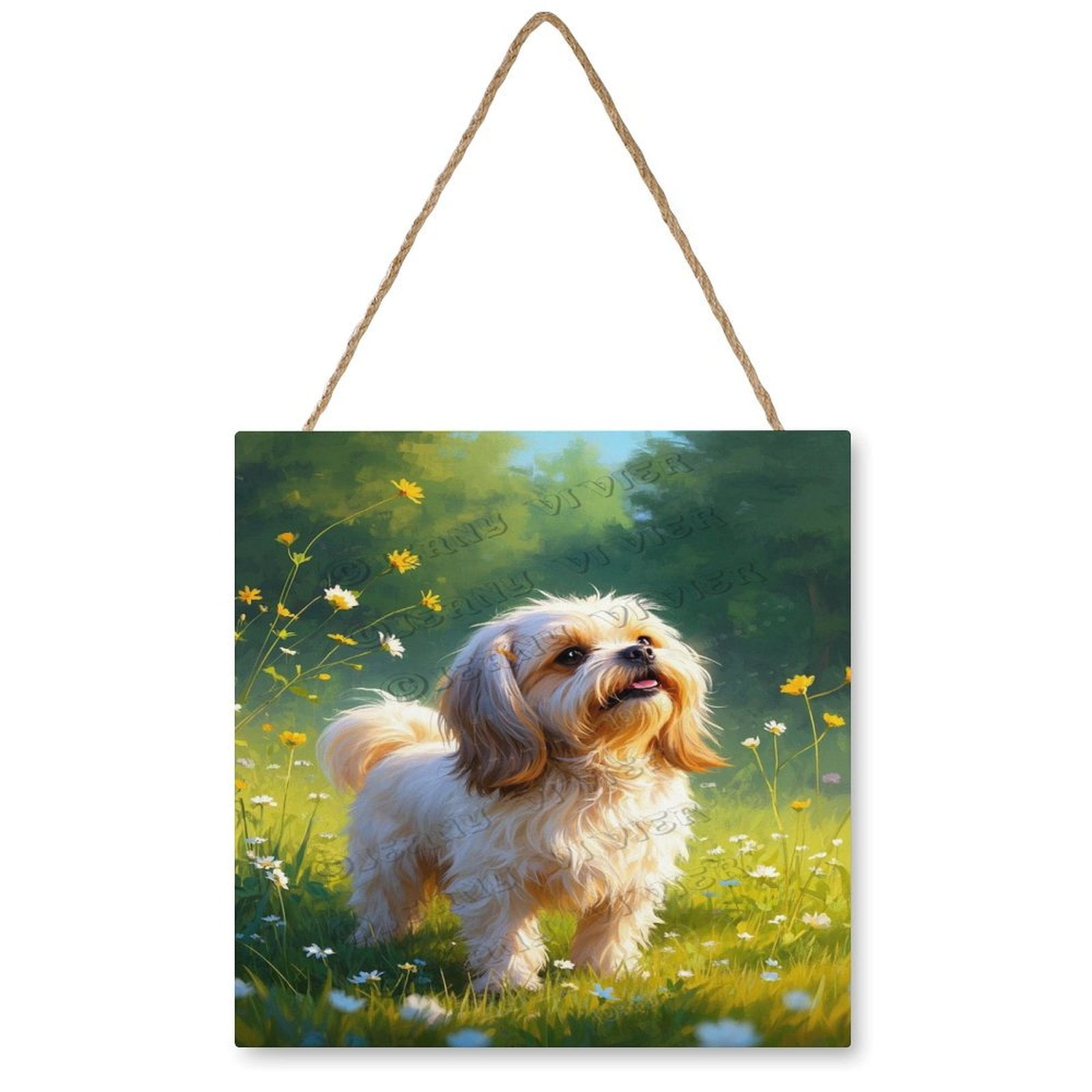 Shih Tzu Dog Wooden Sign - 12x12 Inch Rustic Plaque for Home or Office ...