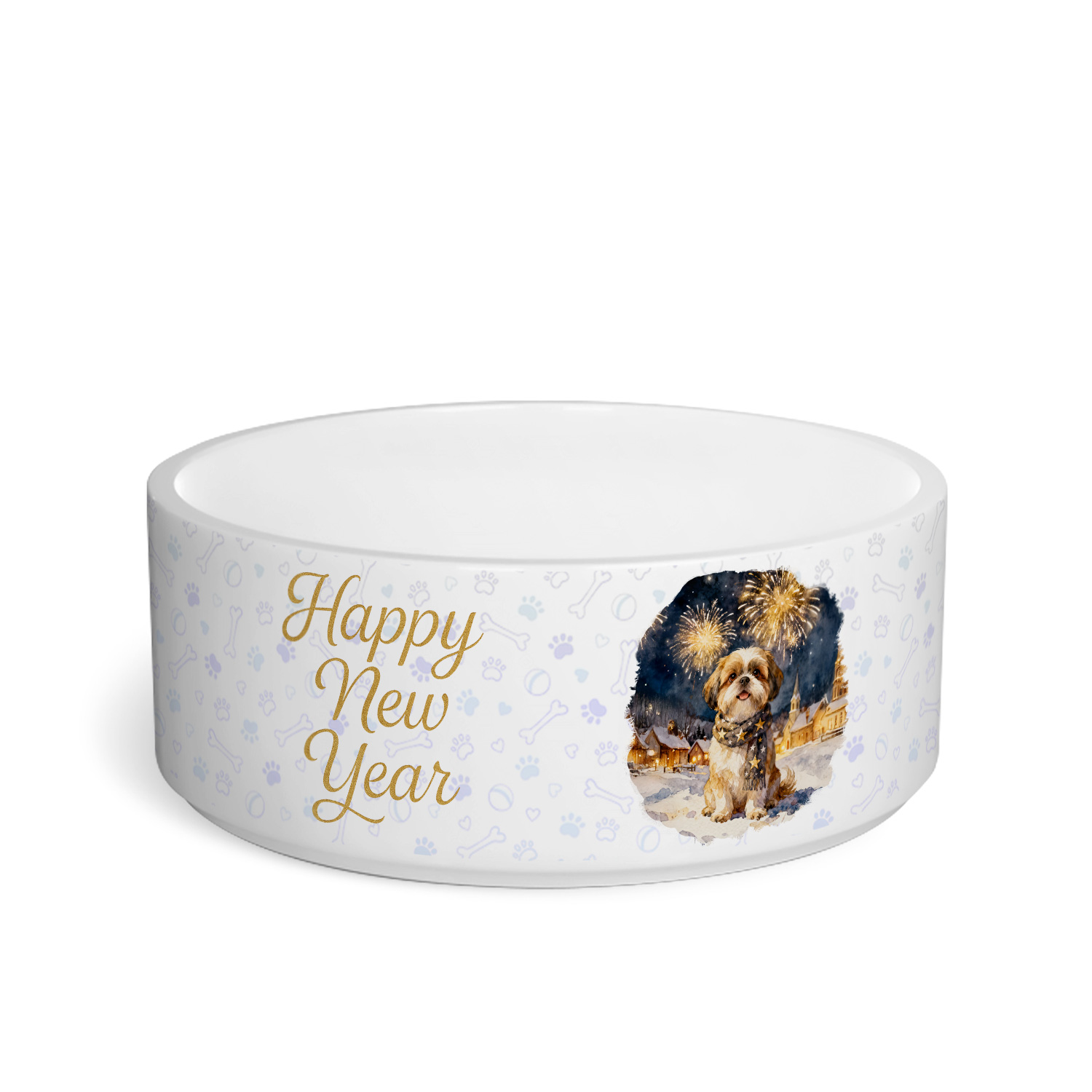 Shih Tzu Happy New Year 2026 with Fireworks on New Year's Eve Ceramic ...