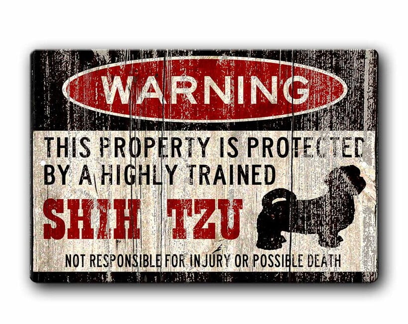 Shih Tzu Sign,Funny Metal Signs,Dog warning Sign,Funny Dog sign ...