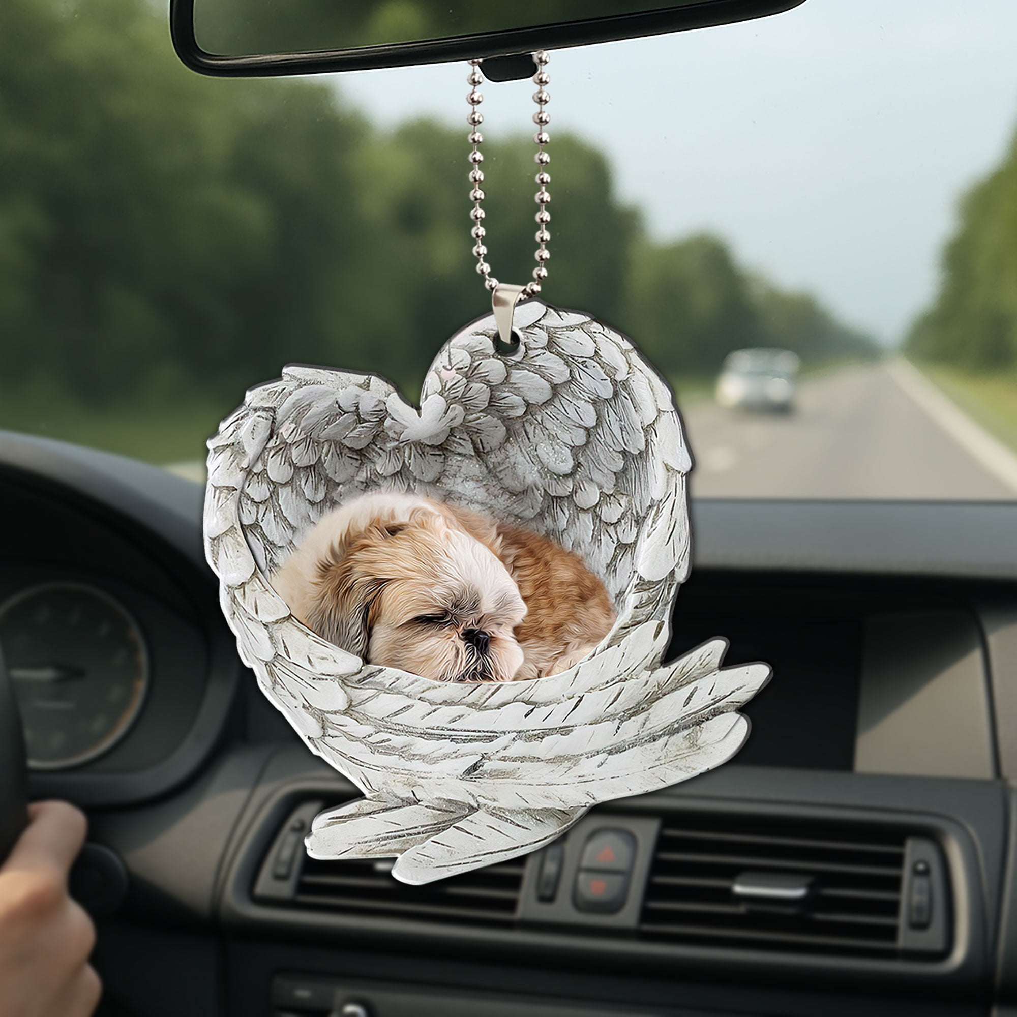 Shih Tzu Sleeping Angel Wings Car Mirror Ornament - Pet Memorial Gift ...