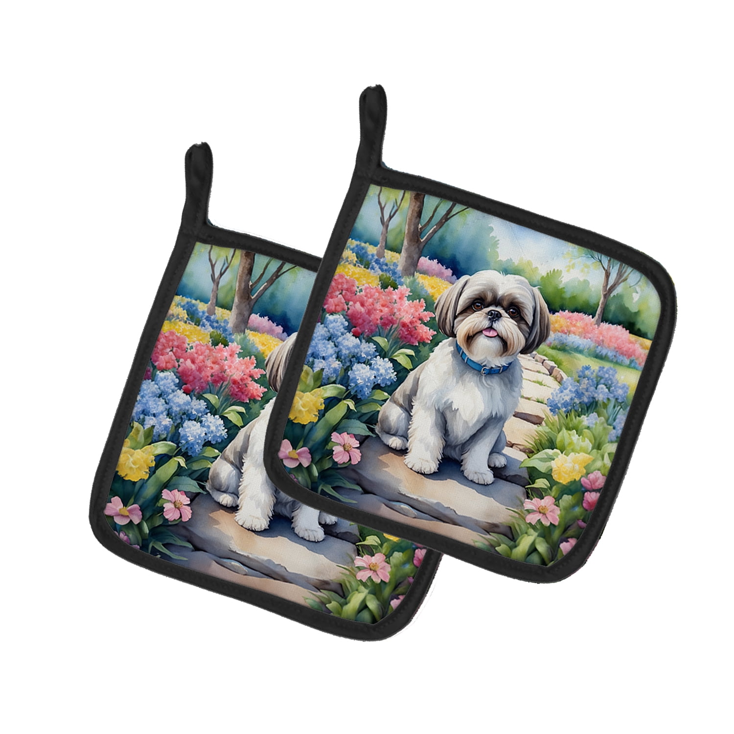 Shih Tzu Spring Path Pair of Pot Holders - Walmart.com