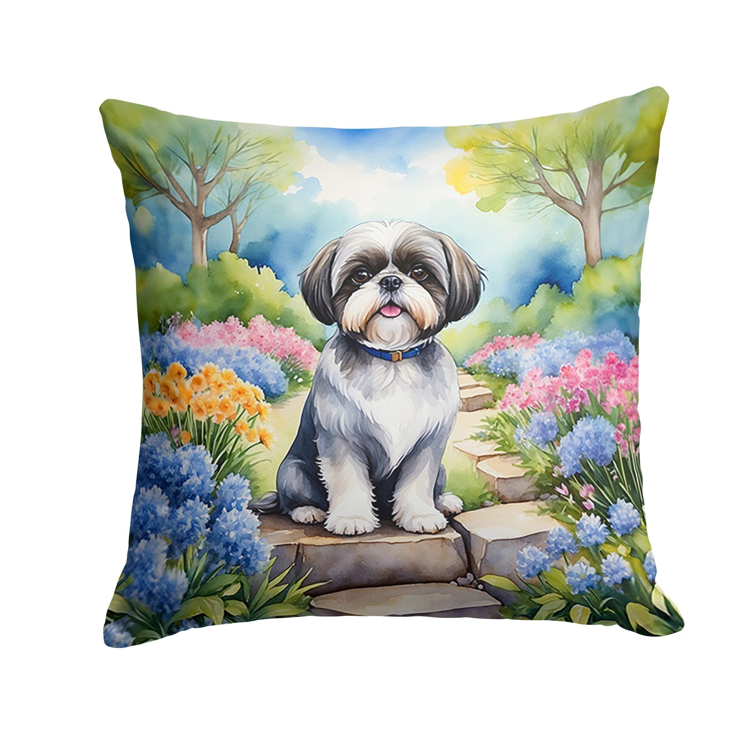 Shih Tzu Spring Path Throw Pillow 18 in x 18 in - Walmart.com
