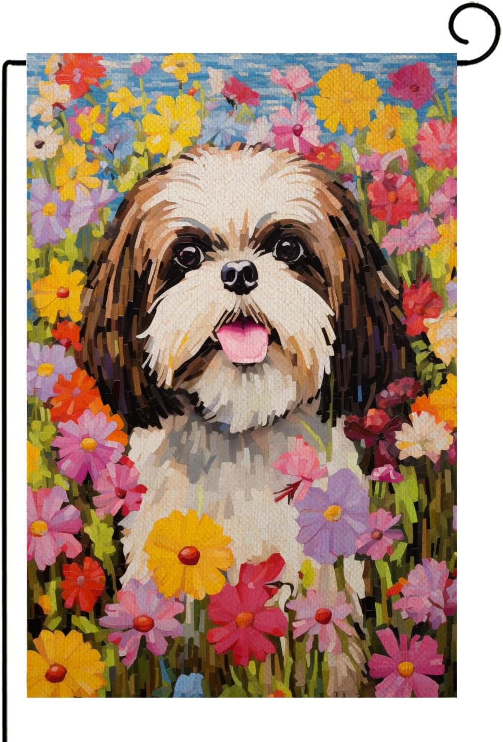 Shih Tzu Welcome Spring Garden Flag 12x18 Inch Double Sided,Burlap ...