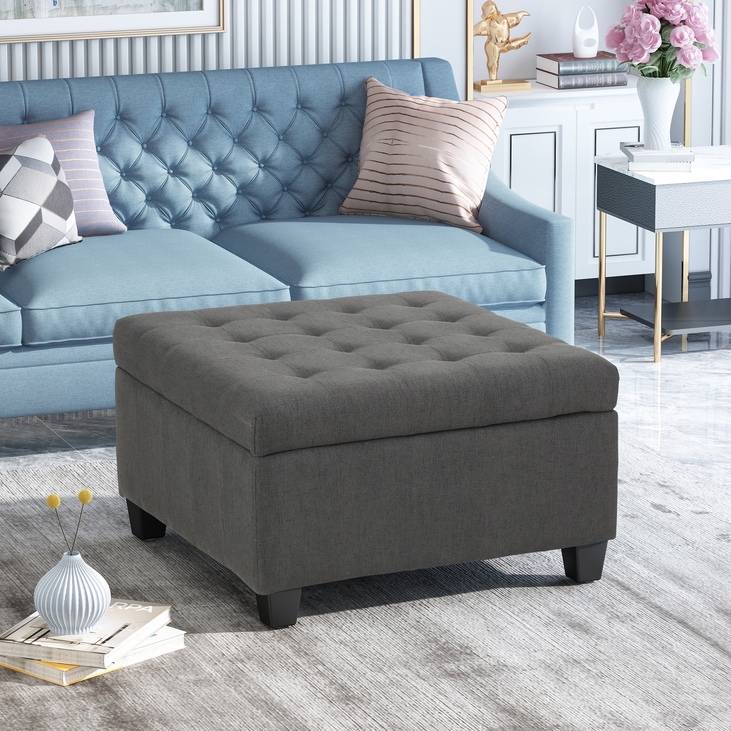 Shihatsusr 31 Inch Ottoman Extra Large Storage, Oversized Square Tufted ...
