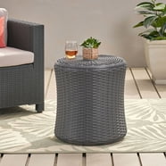Uforic Outdoor Wicker Drum Side Table, All-weather Rattan Small Storage ...