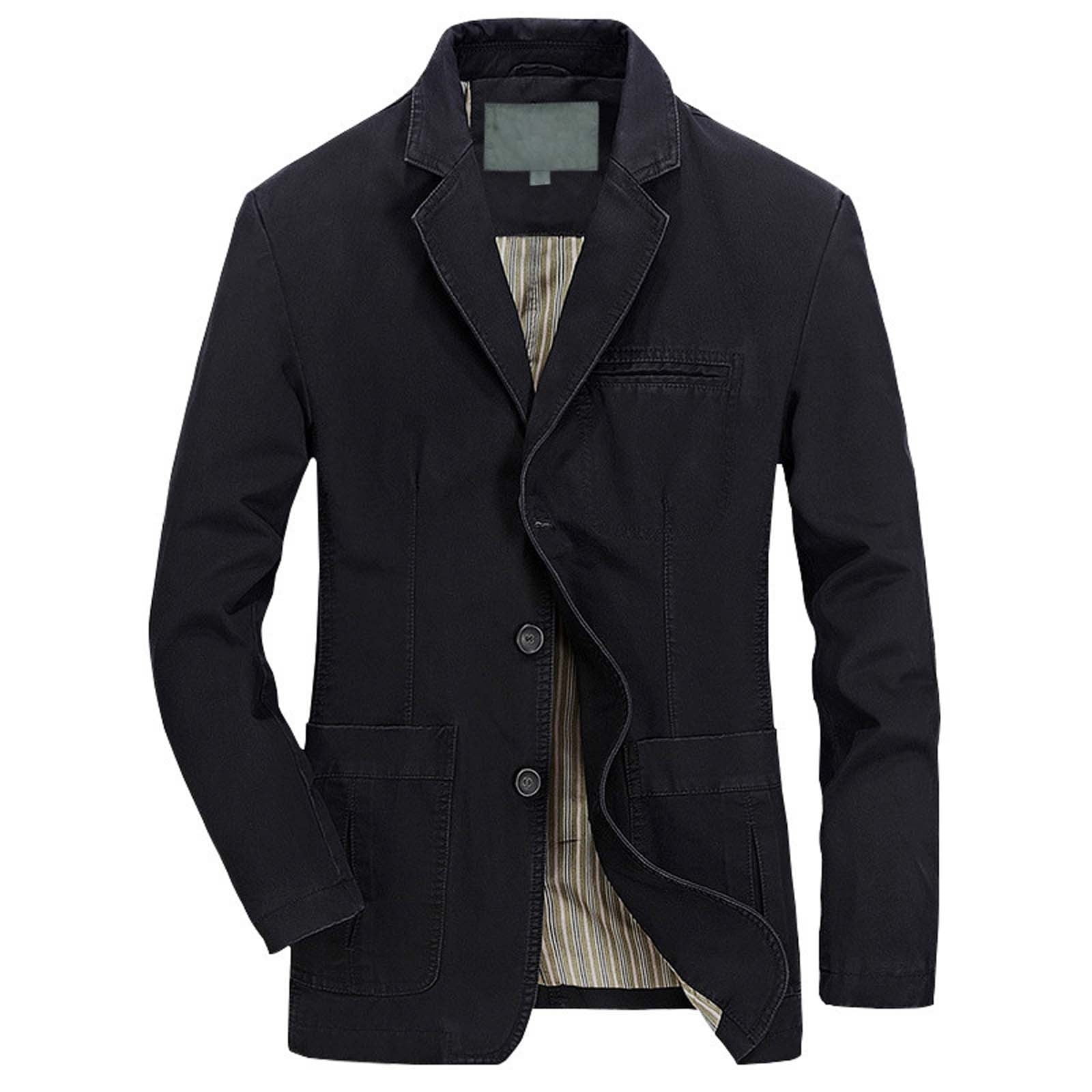 Shiiwada Mens Slim Sports Jacket Black Blazer Jacket Men Denim Blazer