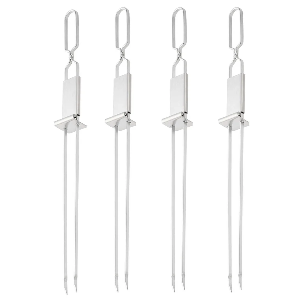 Shijinpojj 2/4/6Pcs Barbecue Grill Fork Stainless Steel Semi-automatic ...
