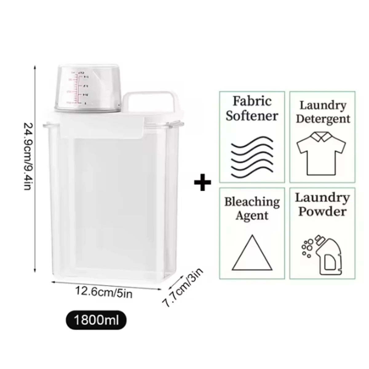 Shijinpojj 2300Ml Airtight Laundry Detergent Powder Storage Box ...