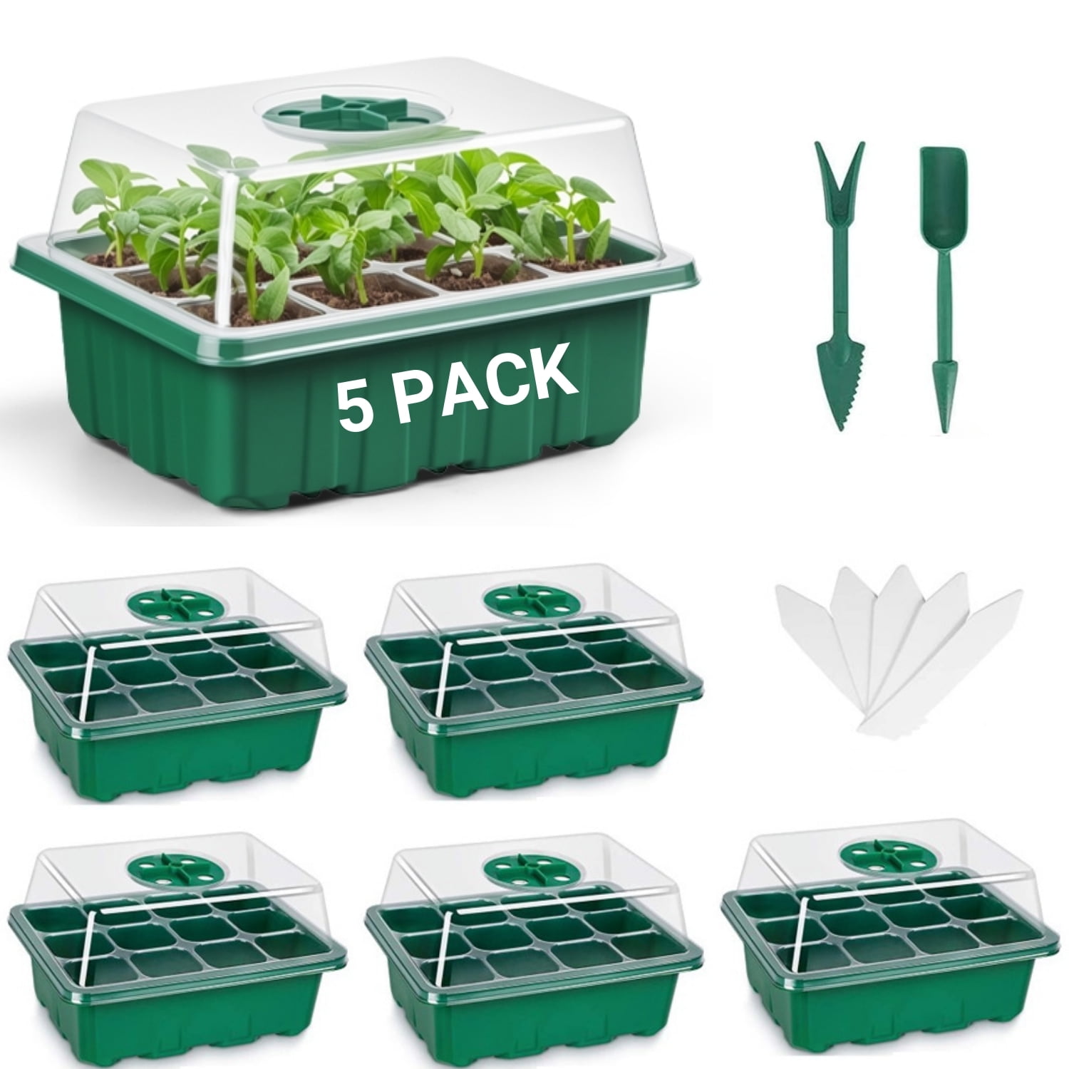 Shijinpott10 Pack Seed Starter Tray with Ventilation Hole 12Grids Seeds ...