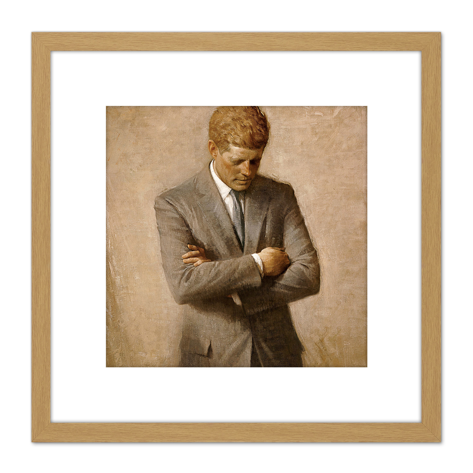 Shikler Portrait US President John Kennedy JFK 8X8 Inch Square Wooden ...