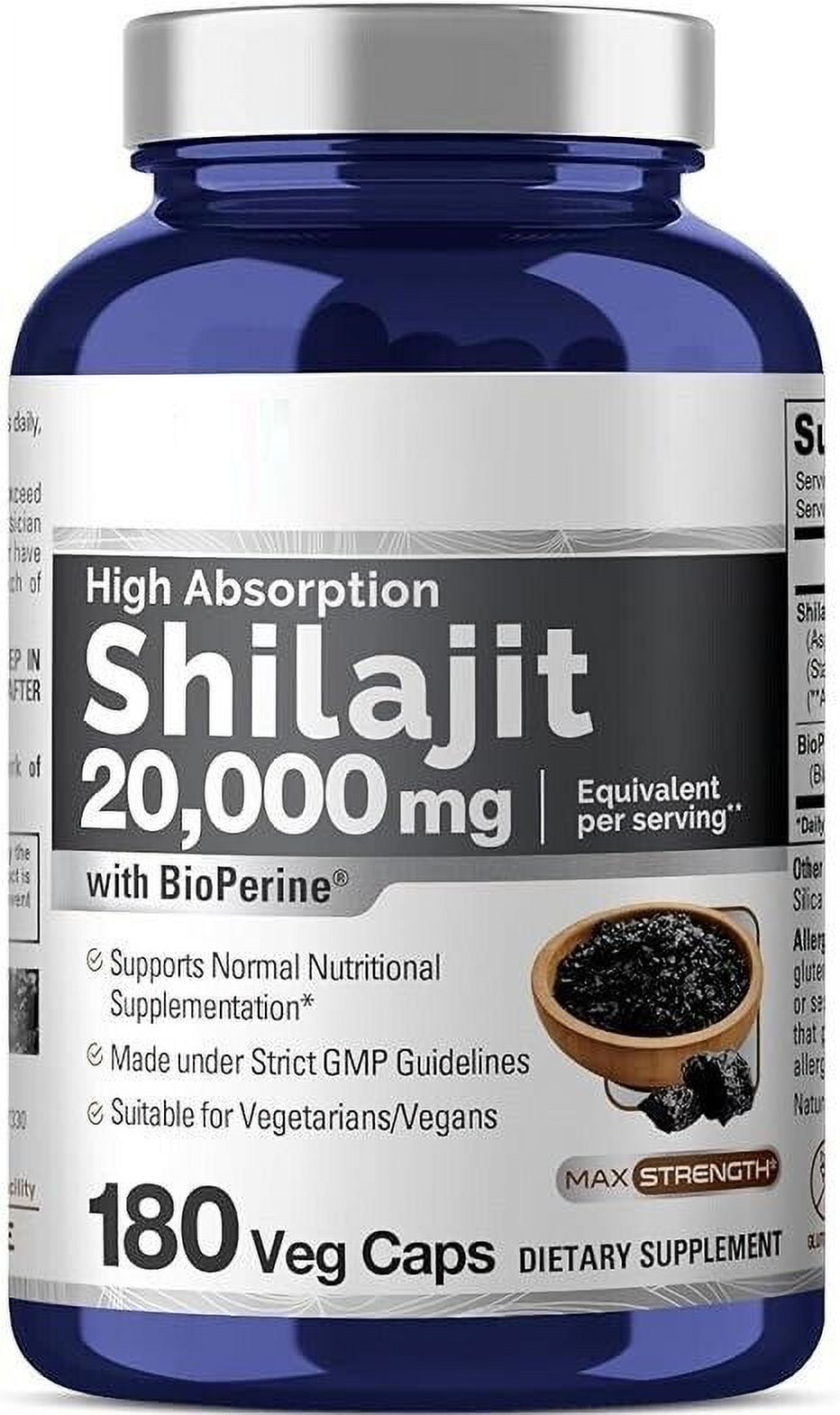 Shilajit 20000mg 150 Caps Naturally Occurring Fulvic Acid Non GMO/No ...