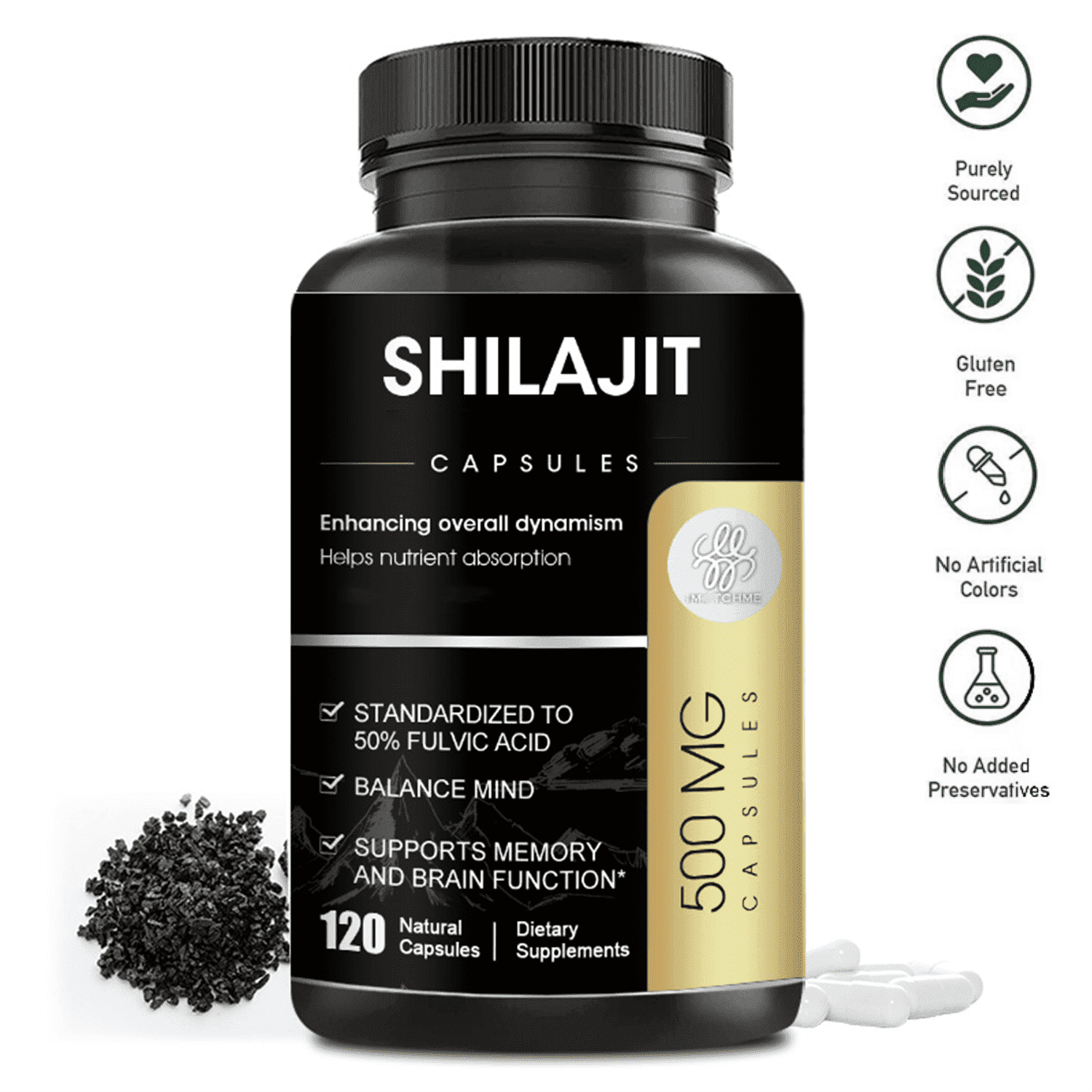 Shilajit Supplement 500mg (High in Trace Minerals, No Fillers & Non-GMO ...