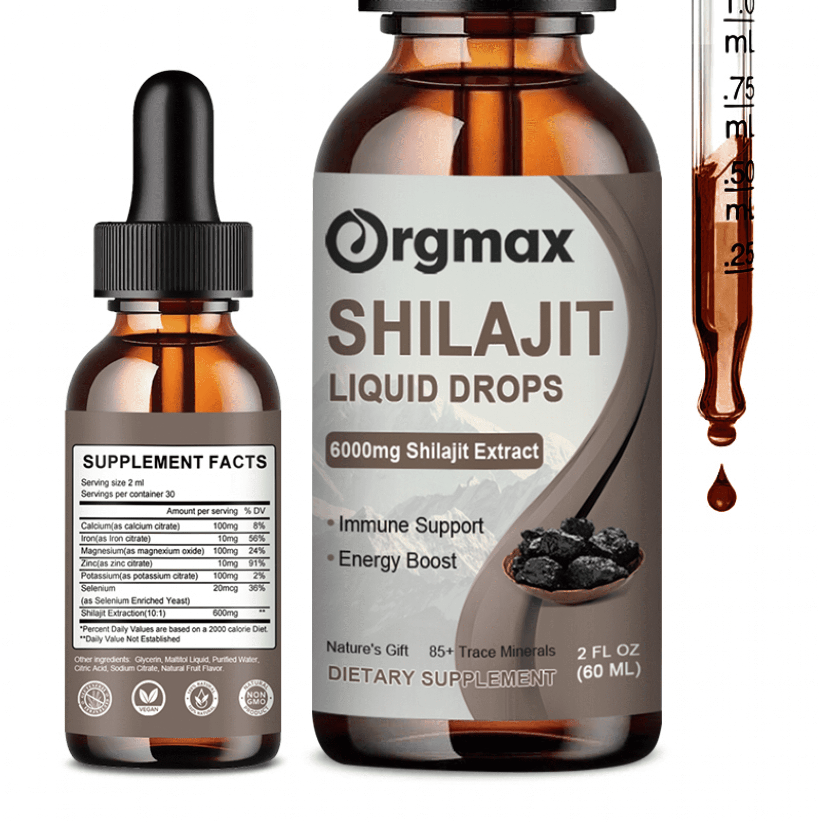Shilajit Supplements - Pure Himalayan Shilajit Sublingual Liquid Drops ...