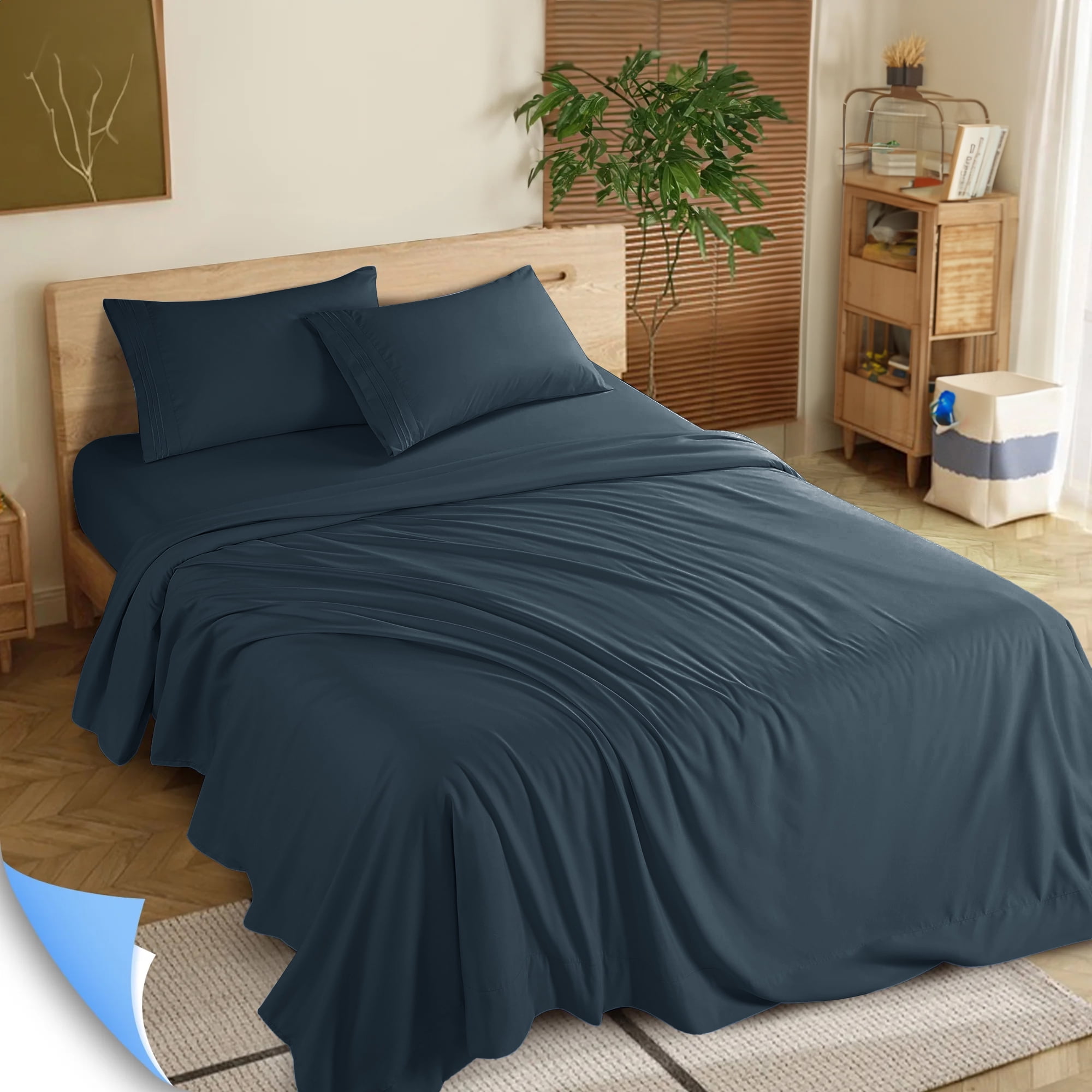 Shilucheng 4 Pieces Luxury Bed Sheets Set, 1800 Series Microfiber Bed ...