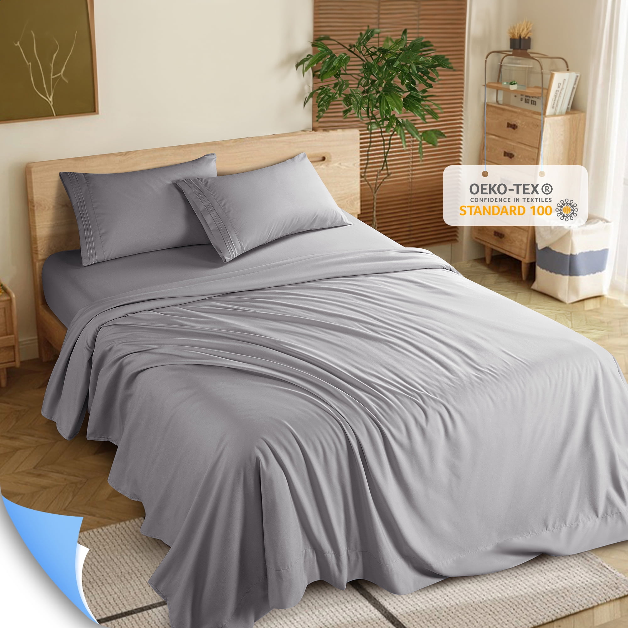 Shilucheng 1800 Series Queen 4-Piece Luxury Microfiber Bed Sheets Set ...