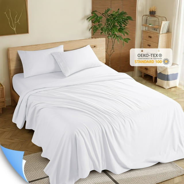 Shilucheng 4 Pieces Luxury Bed Sheets Set 1800 Series Microfiber Bed