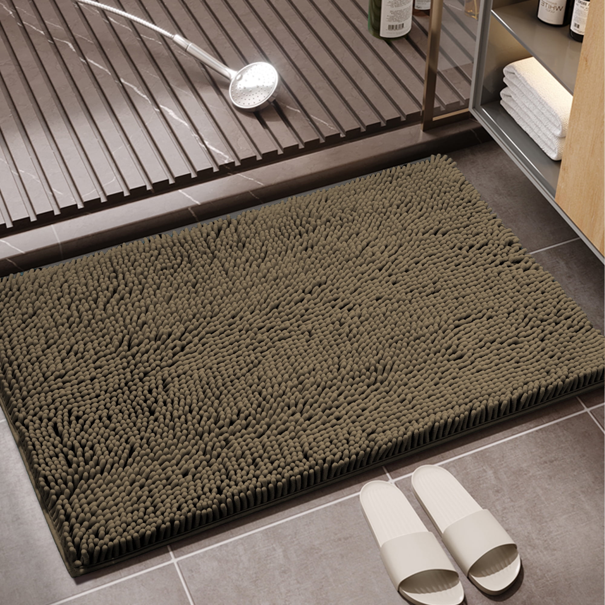 Shilucheng Luxury Chenille Bath Rug, Non-Slip Soft Absorbent Bath Mats ...