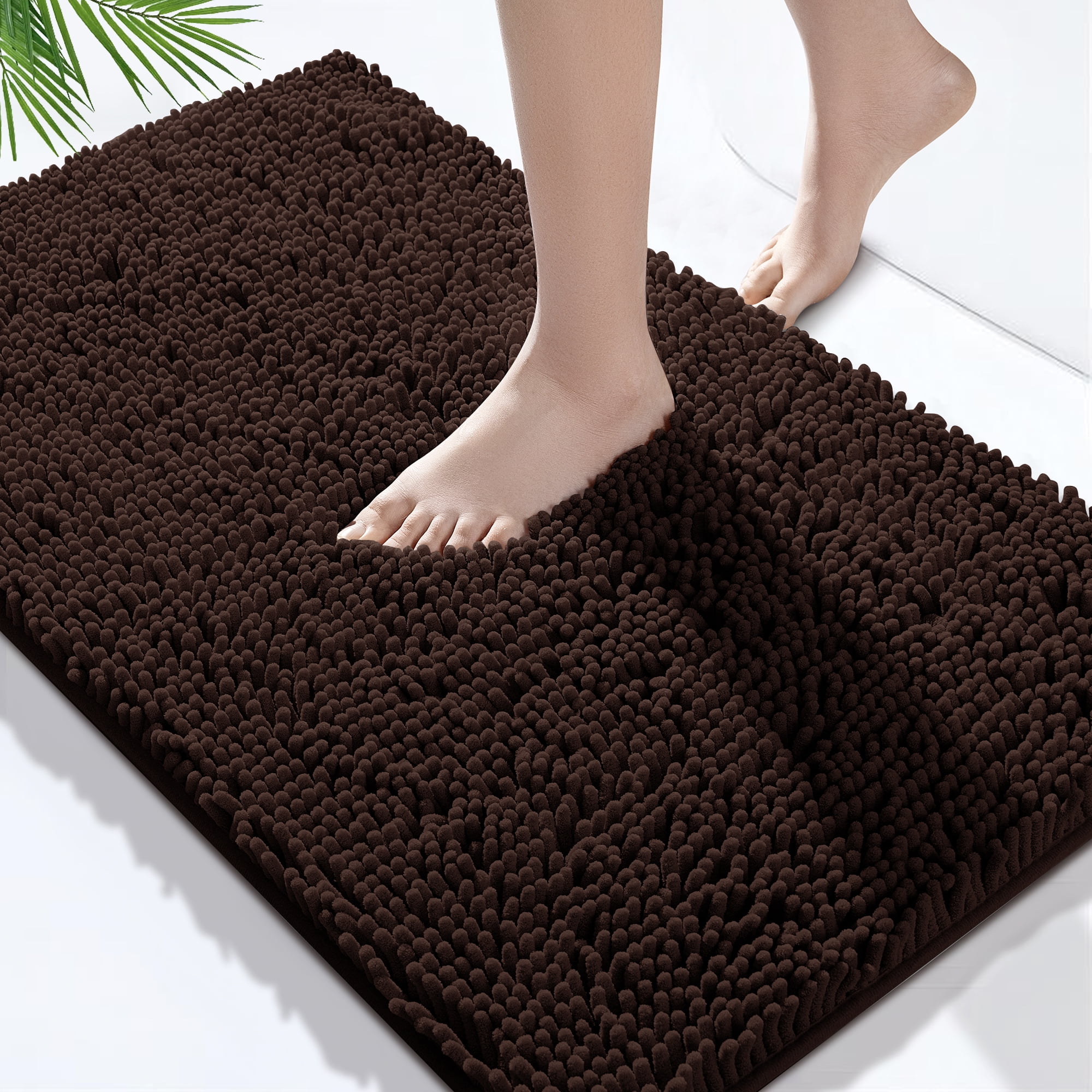 Shilucheng Luxury Chenille Bath Rug, Non-Slip Soft Absorbent Bath Mats ...