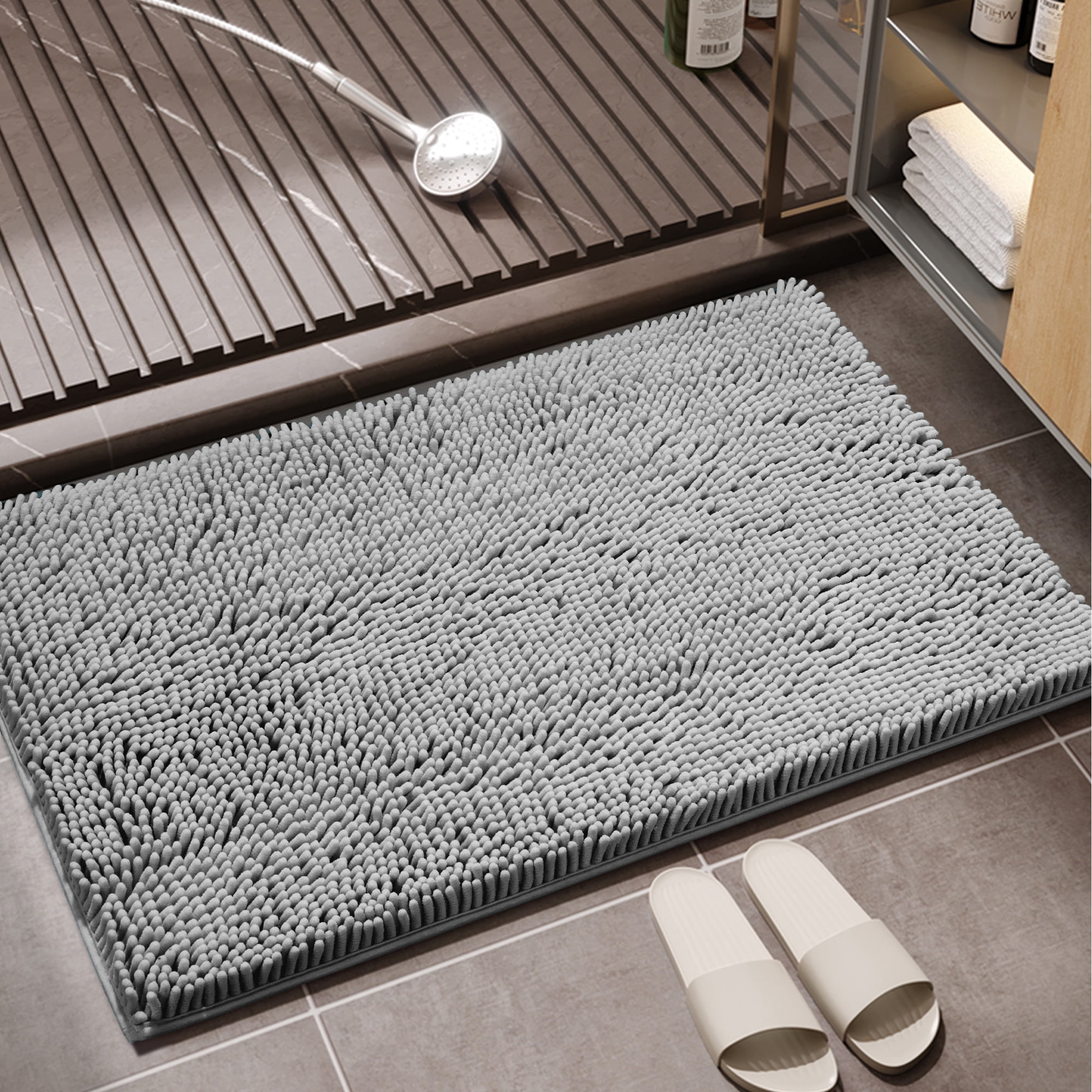 Shilucheng Luxury Chenille Bath Rug, Non-Slip Soft Absorbent Bath Mats ...