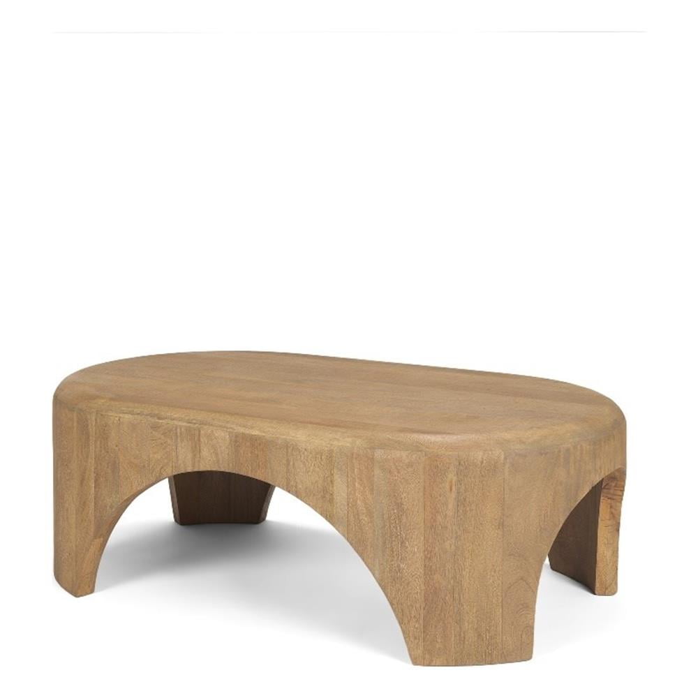 Shima Oval Light Brown Wood w/ Arched Legs Coffee Table - Walmart.com