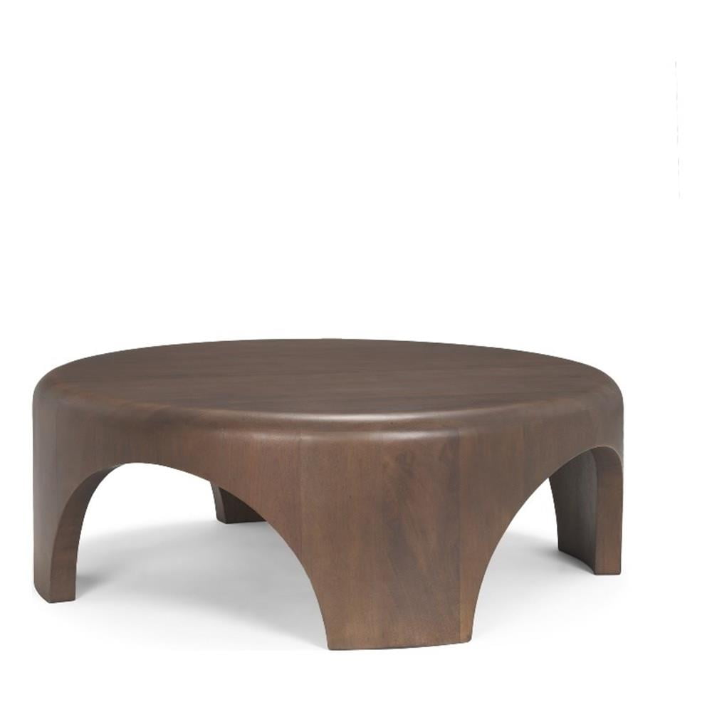 Shima Round Dark Brown Wood W/Arched Legs Coffee Table - Walmart.com