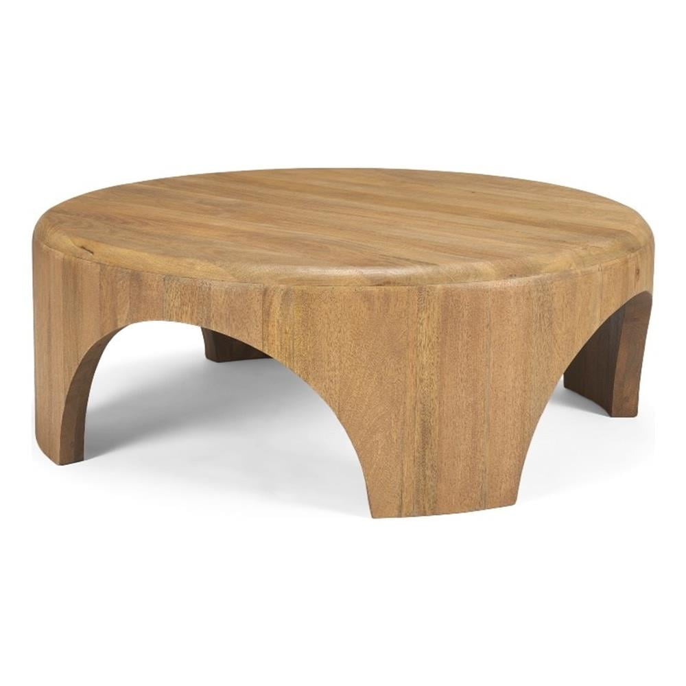 Shima Round Light Brown Wood W/Arched Legs Coffee Table - Walmart.com