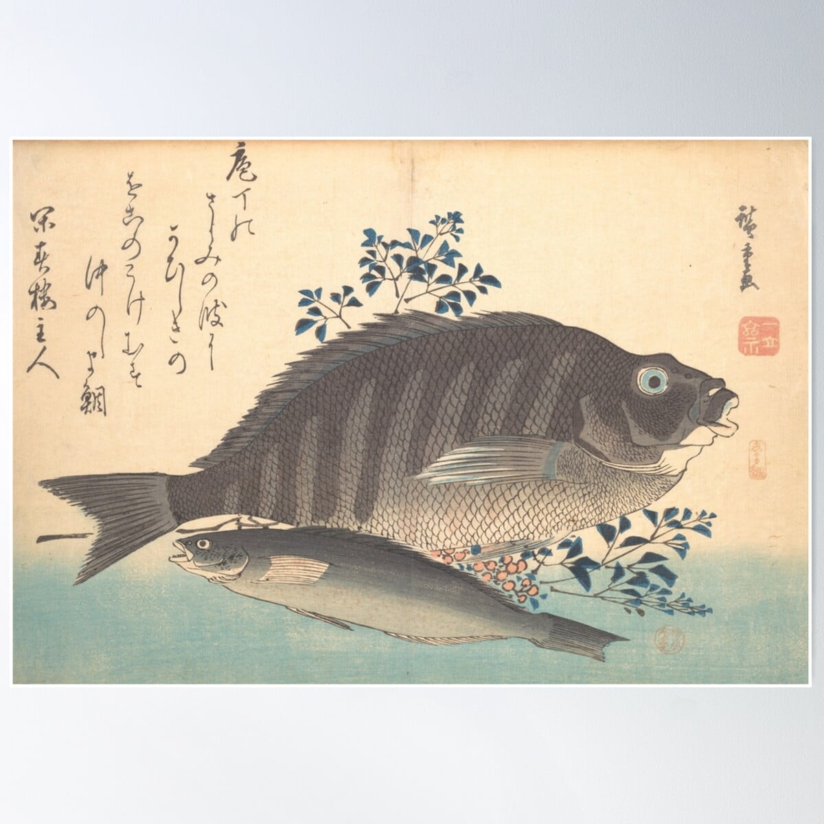 Shimadai And Ainame Fish, From The Series Uozukushi (Every ... Poster ...