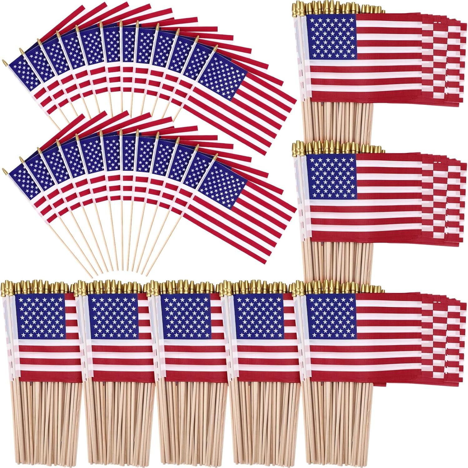 Shimeyao 300 Pack Small American Flag on Stick 5 x 8 Inch Mini Handheld ...