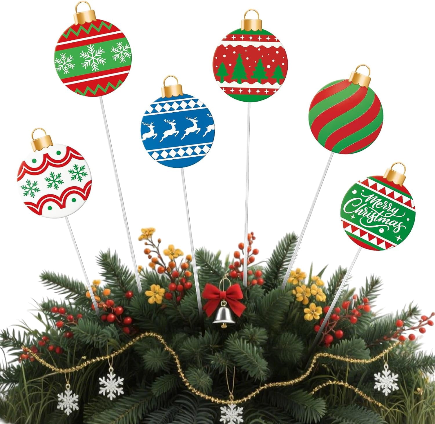 Shimeyao 6 Pcs 12 Inch Metal Christmas Garden Stakes Ugly Sweater ...