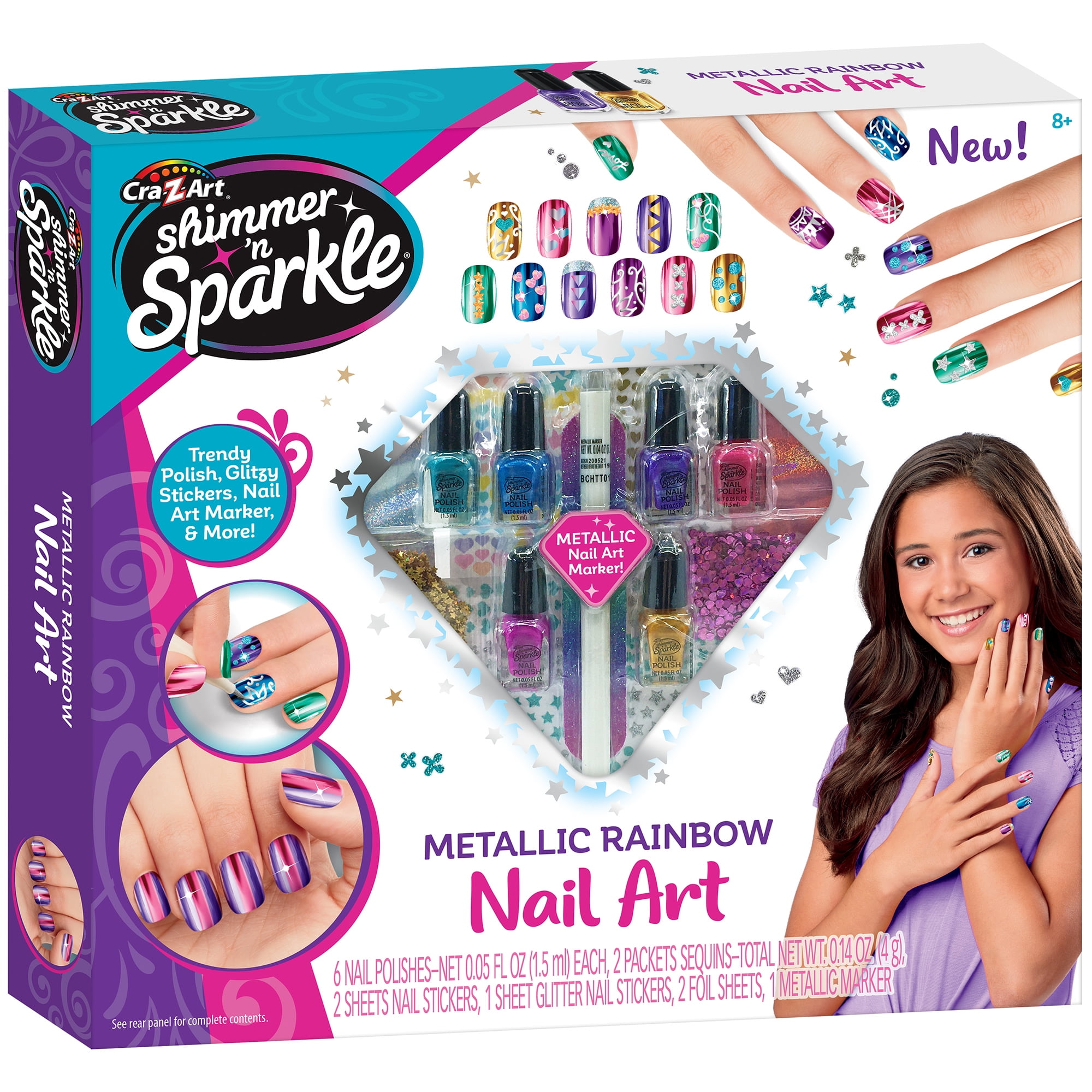 Shimmer 'N Sparkle: Metallic Rainbow Nail Art Design Kit, Ages 8 ...