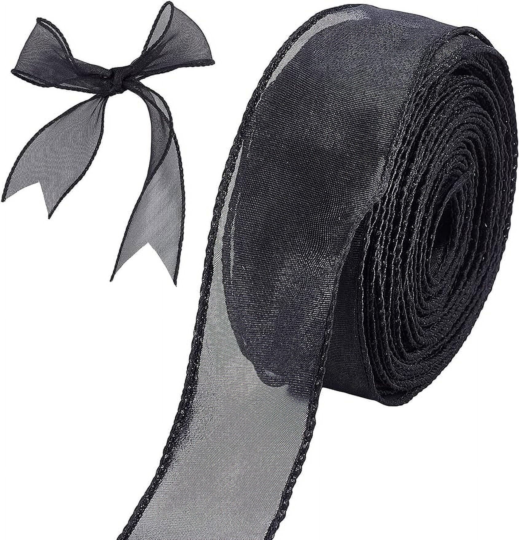 Shimmer Sheer Organza Ribbon 1-1/2 inch Black Chiffon Fabric Ribbons ...